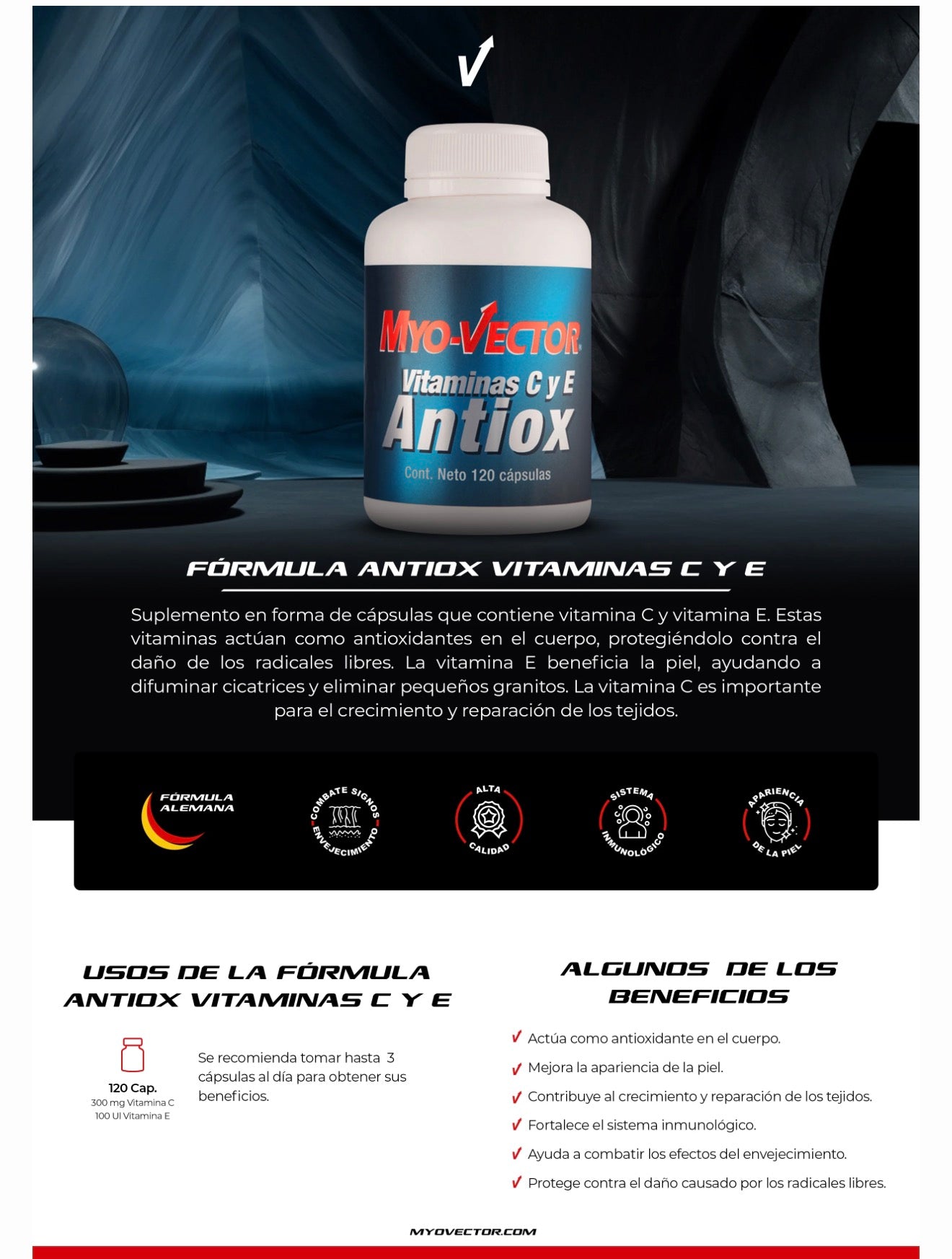 Myo-Vector Antiox Vitamina C y E 120 Caps – Mr. Candy